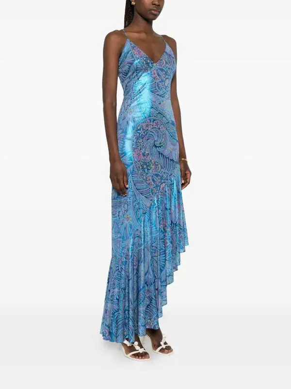 Etro Paisley-patterned Ruffle Midi Dress