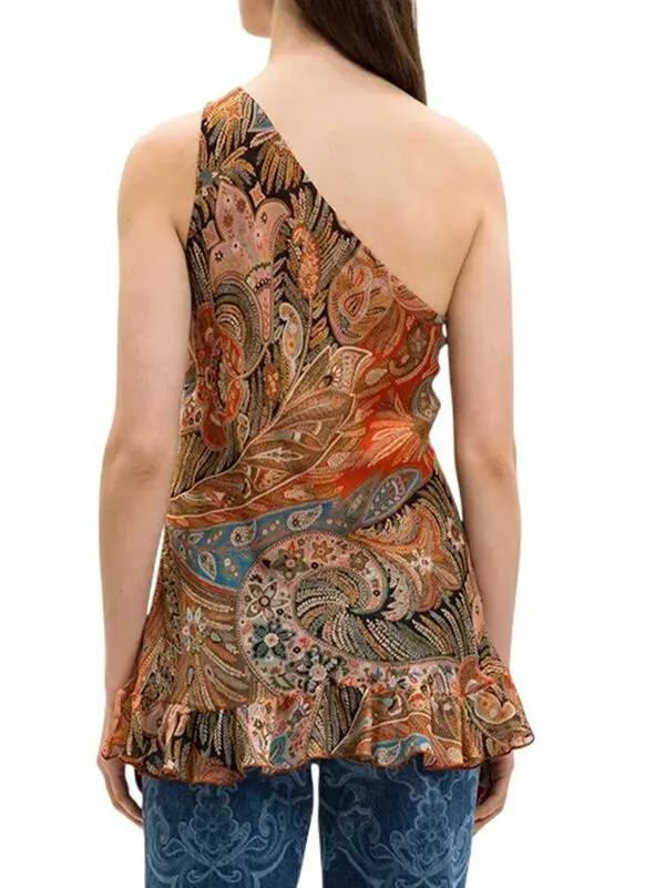Etro One-shoulder Silk Top - Multicolor