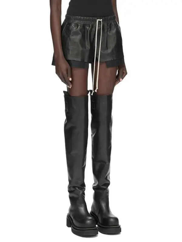 Rick Owens Waxed Lambskin Boxer Shorts - Black