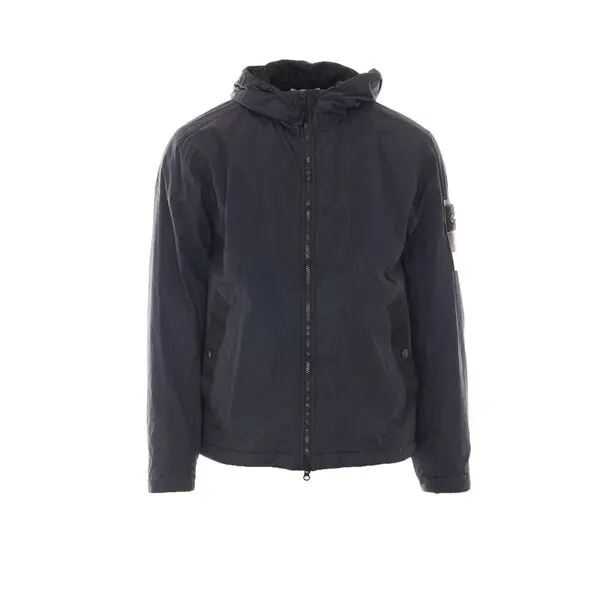 Stone Island Garment Dyed Crinkle Reps Ny Logo Jacket - Blue