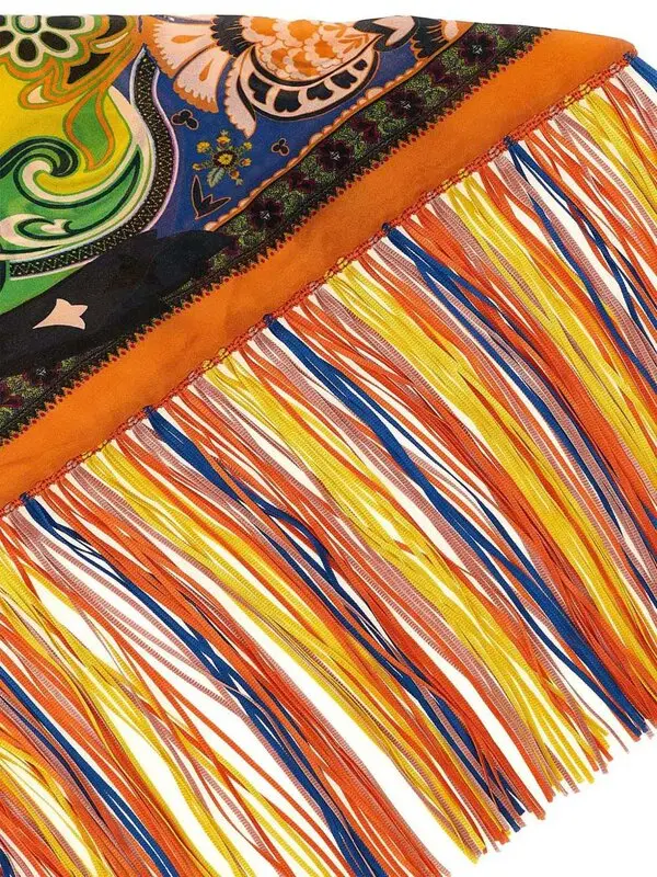 Etro Jacquard Floral Scarf With Fringes