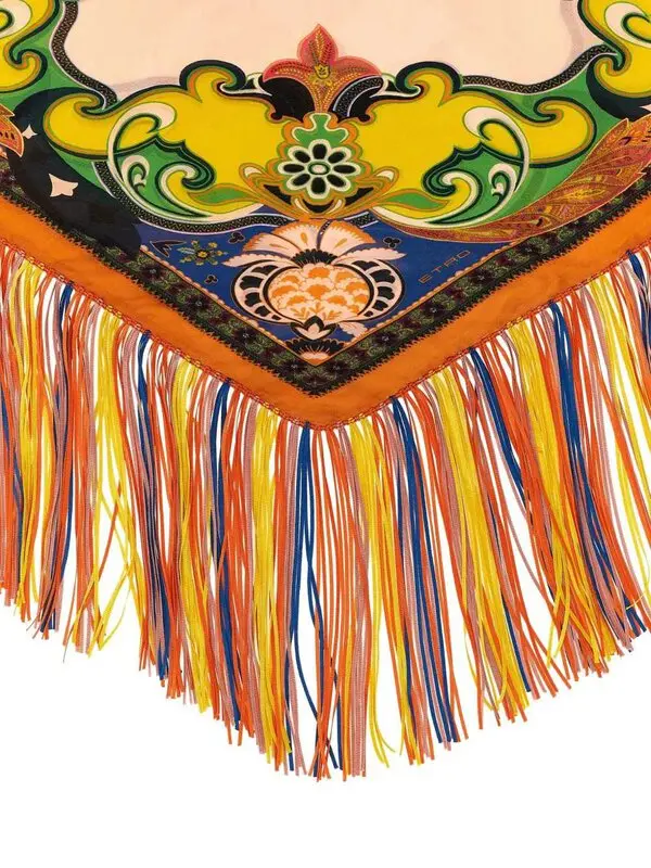 Etro Jacquard Floral Scarf With Fringes