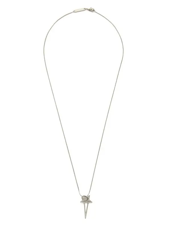 Rick Owens Pentagram Pendant In Palladium Brass - Silver