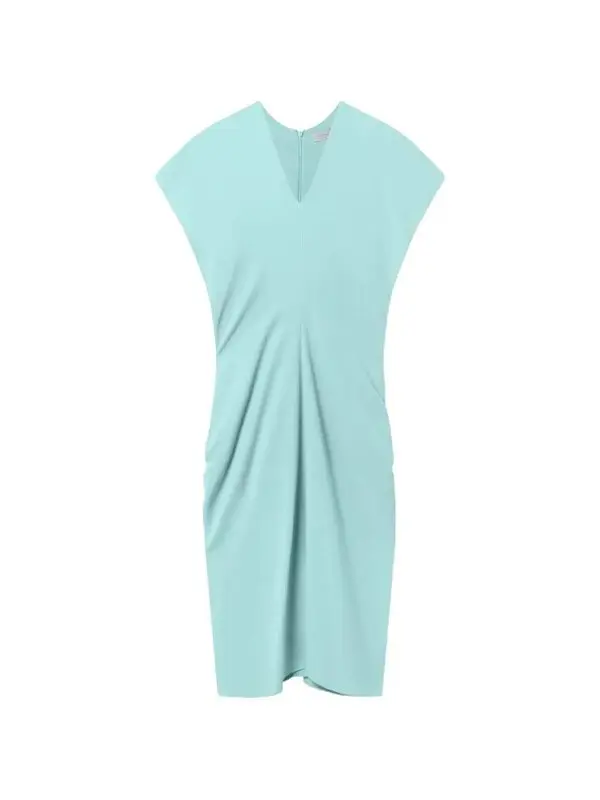 Stella McCartney Midi Dress With V-neck And Drape - Blue