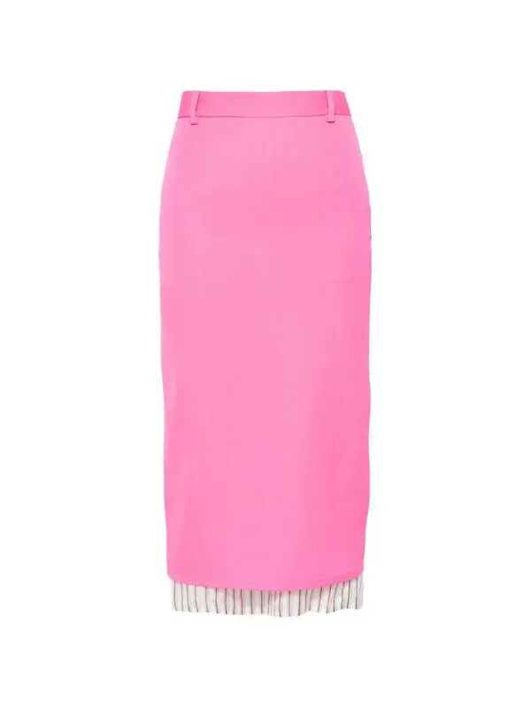 Attico Midi Skirt With Striped Hem - Multicolor