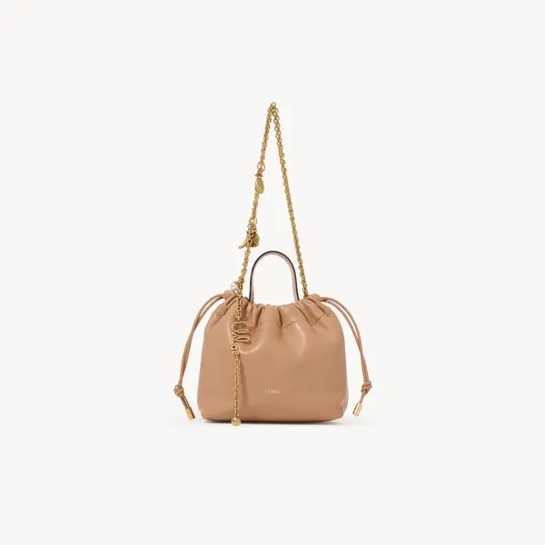 Chloé Mini Icons Shoulder Bag With Chain In Soft Leather - Light Tan