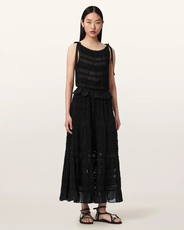 ALLSAINTS Lotus Shirred Maxi Skirt