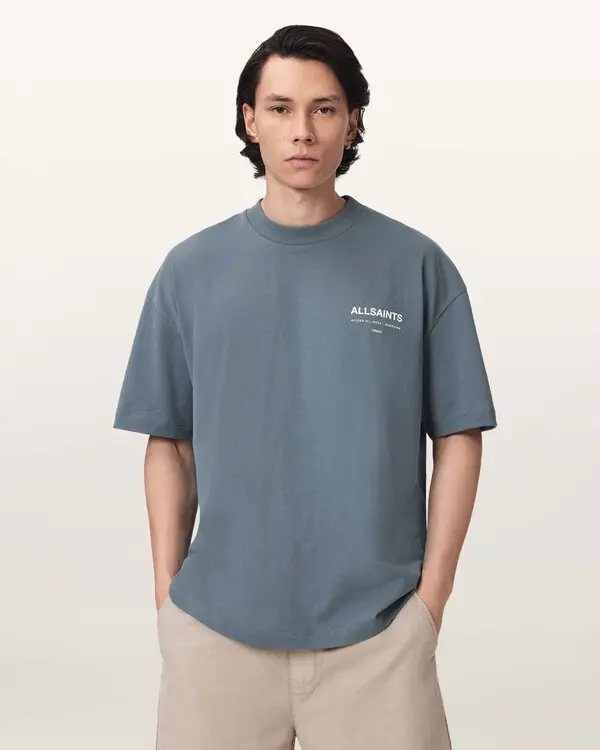 ALLSAINTS Backstage Short Sleeve Oversized Graphic T-shirt - Blue