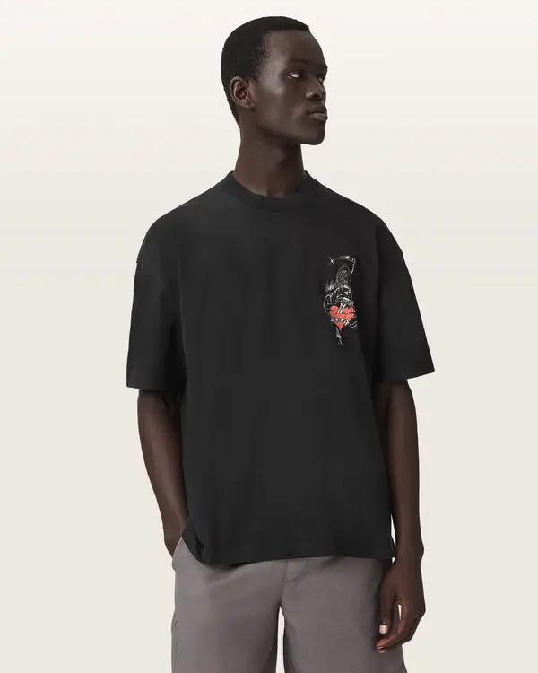ALLSAINTS Scimitar Short Sleeve Oversized Graphic T-shirt - Black
