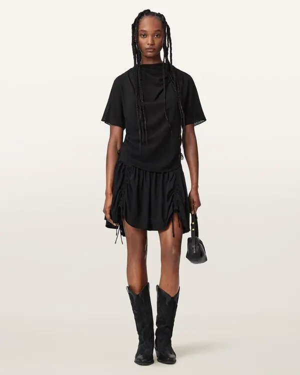 ALLSAINTS Aria Check Mini Skirt - Black