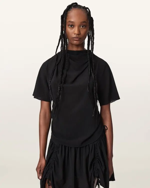 ALLSAINTS Leslie Half Sleeve Cowl Neck Top