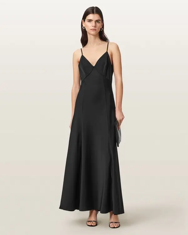 ALLSAINTS Irina Maxi Slip Dress - Black
