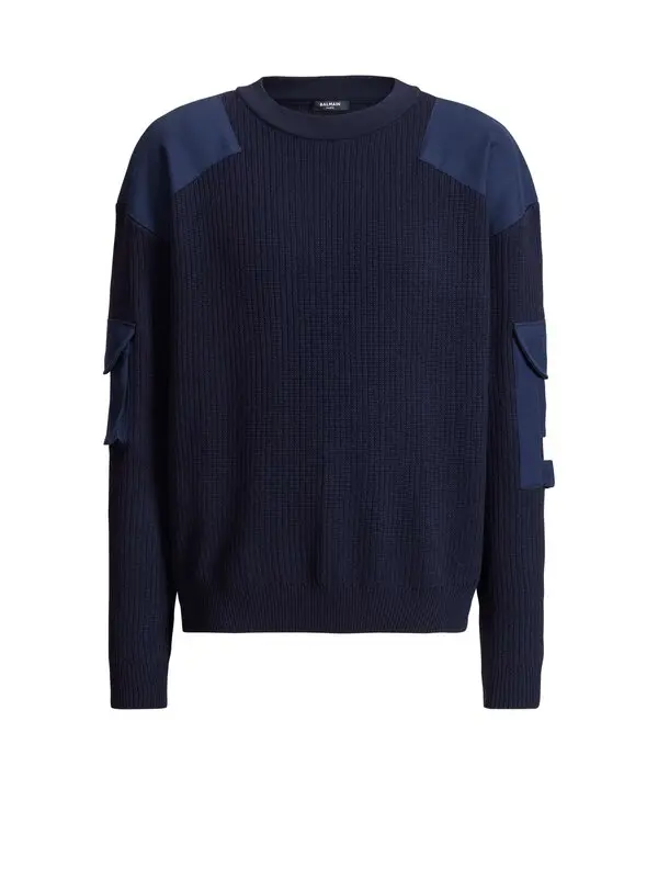 Balmain Wool Vintage Utility Jumper - Blue