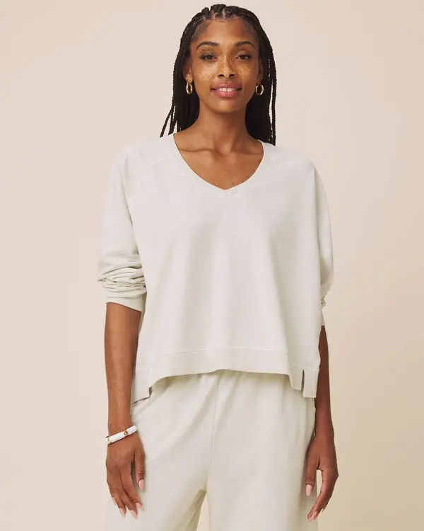 Splendid Palmer Terry V-neck Sweatshirt - Eucalyptus