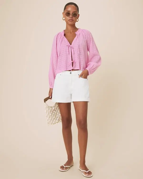 Splendid Fleur Tie-front Top - Blush