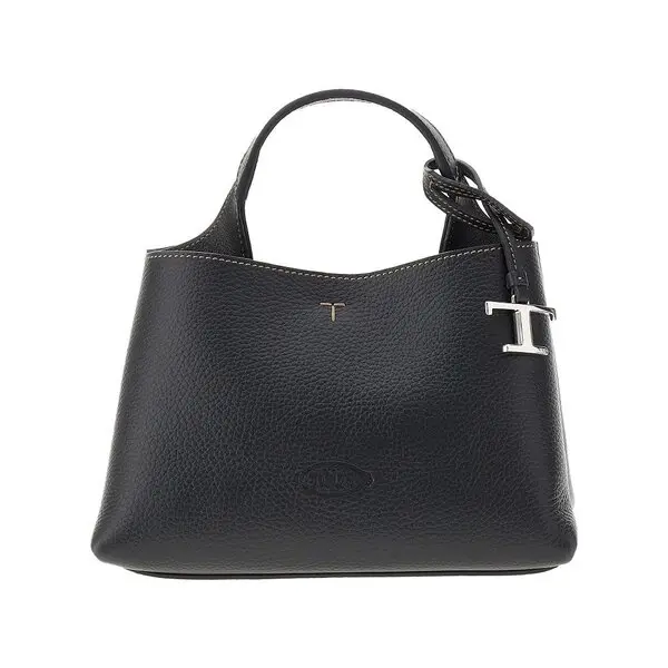 TOD'S Grained Leather Micro Shopping Bag - Black