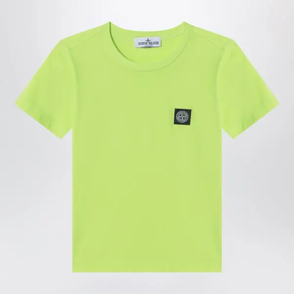 Stone Island Lime Yellow T-shirt With Compass Logo Patch - Green
