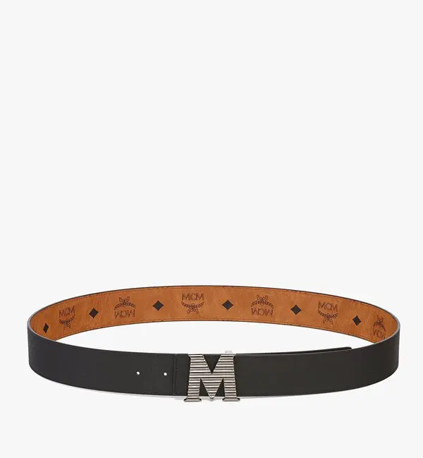 Mcm Claus Fluted M Belt 1.5" In Grained Leather