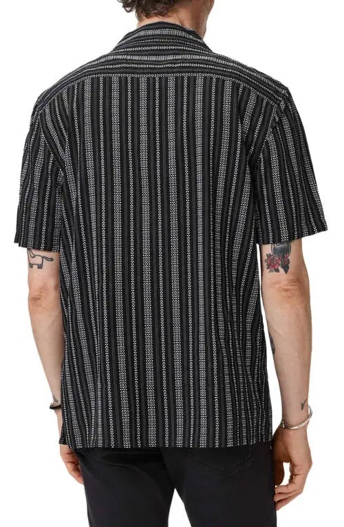 John Varvatos Dan Patterned Stripe Camp Shirt
