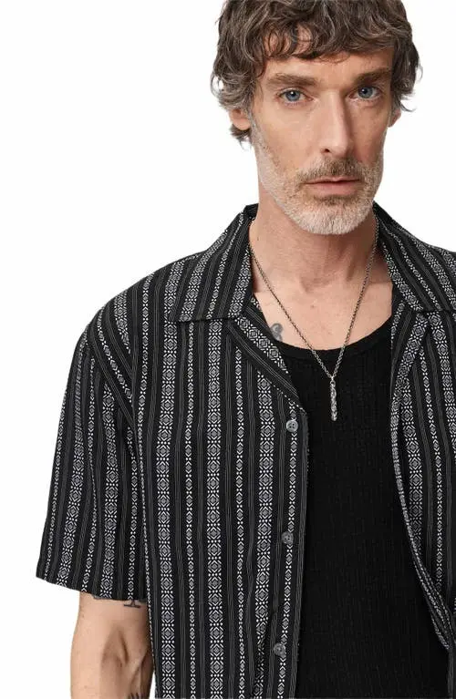 John Varvatos Dan Patterned Stripe Camp Shirt