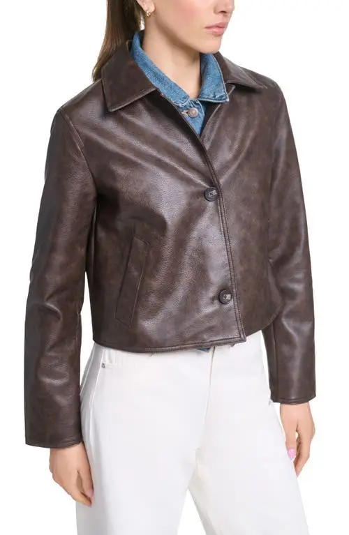 LEVI'S Crop Faux Leather Jacket - Brown