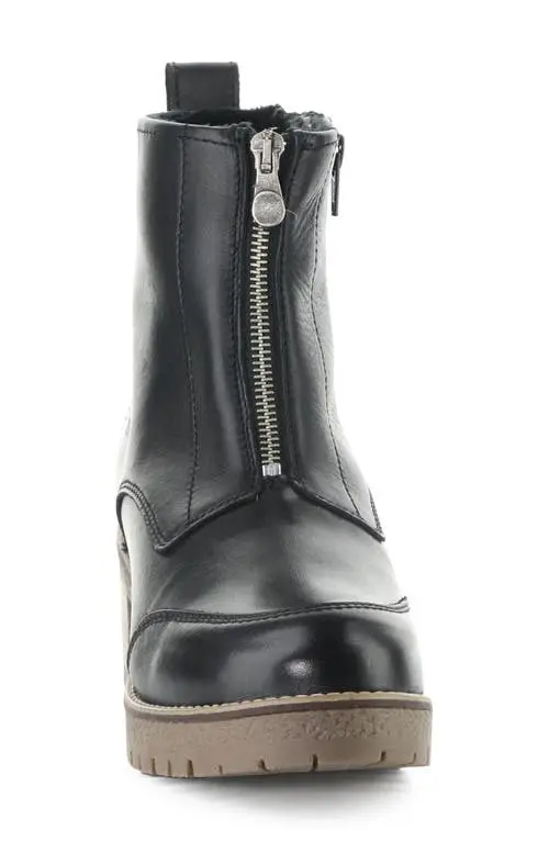 BOS. & CO. Munro Zip-up Leather Ankle Boot With Block Heel And Lugged Sole - Black