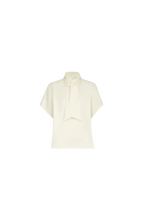 Brunello Cucinelli Silk Satin High-neck T-shirt With Monili - Fog