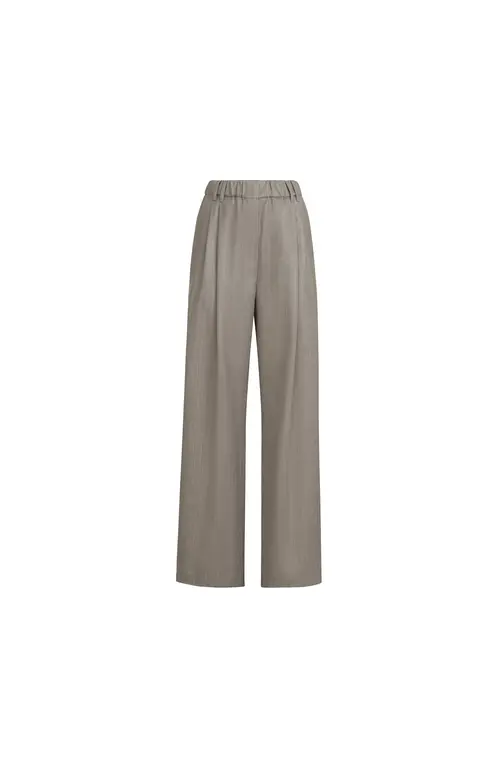 Brunello Cucinelli Virgin Wool Pinstripe Track Trousers With Monili Embellishment - Silver