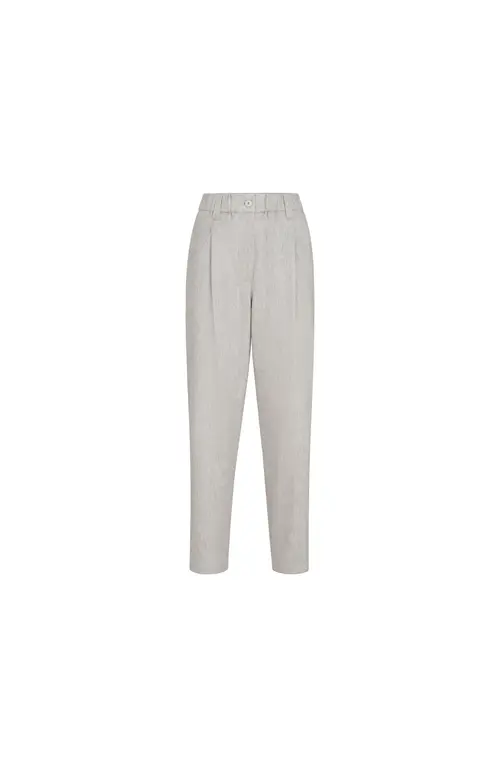 Brunello Cucinelli Wool Flannel Baggy Trousers With Monili Embellishments - Grey