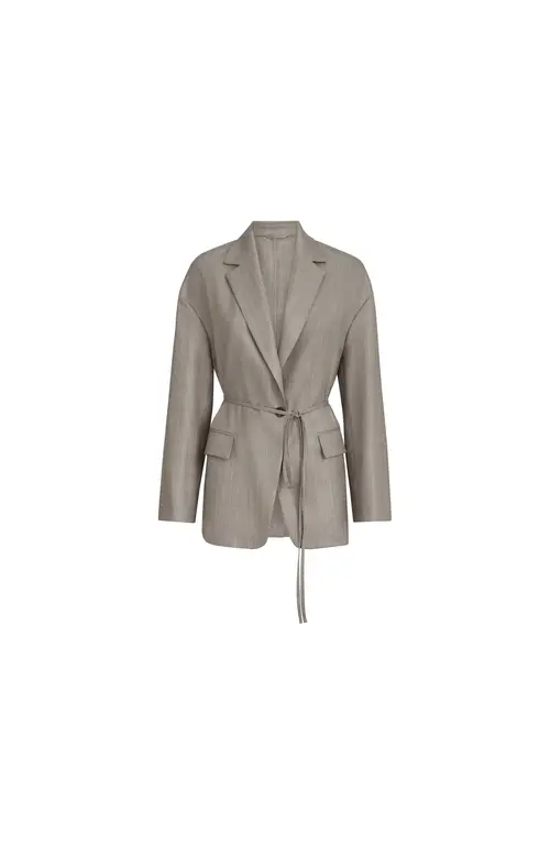 Brunello Cucinelli Sparkling Virgin Wool Pinstripe Blazer With Monili