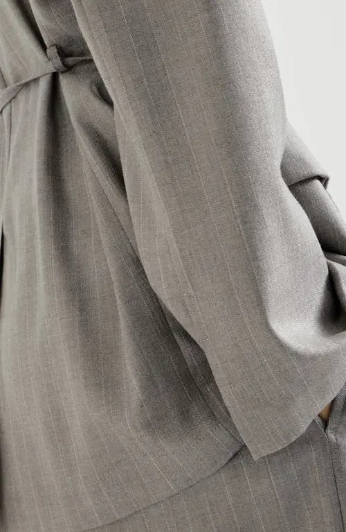 Brunello Cucinelli Sparkling Virgin Wool Pinstripe Blazer With Monili