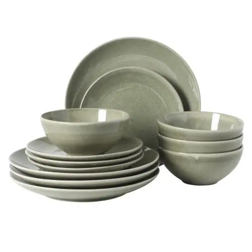 GIBSON ELITE Castle Peak 12-piece Reactive Glaze Stoneware Dinnerware Set
