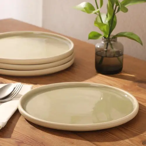 GIBSON ELITE Port Gaia Dinner Platesreactive Glaze Dish Set - Olive