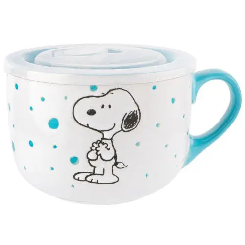 PEANUTS Pokidot Stoneware Soup Mug Set With Lids