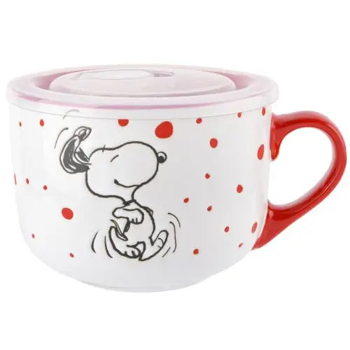 PEANUTS Pokidot Stoneware Soup Mug Set With Lids