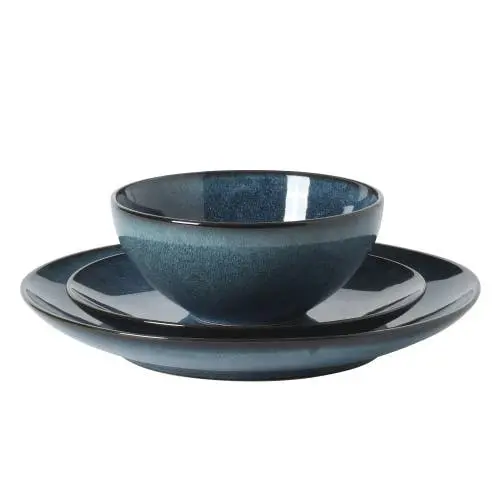 GIBSON ELITE Castle Peak 12-piece Reactive Glaze Stoneware Dinnerware Set