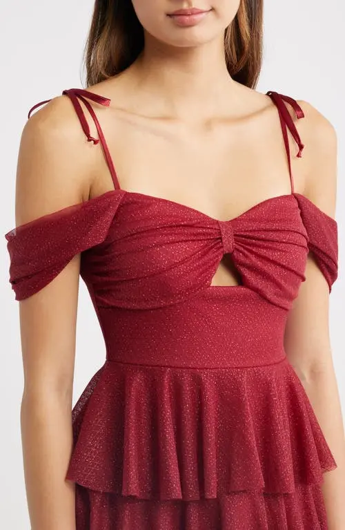 EMERALD SUNDAE Glitter Layered Ruffle Mini Dress