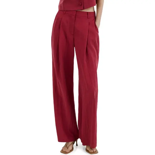 Mango Tailored Straight Leg Pants - Red