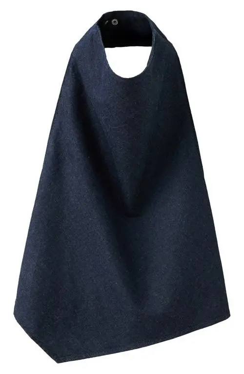 Mango Cowl Halter Neck Open Back Denim Top
