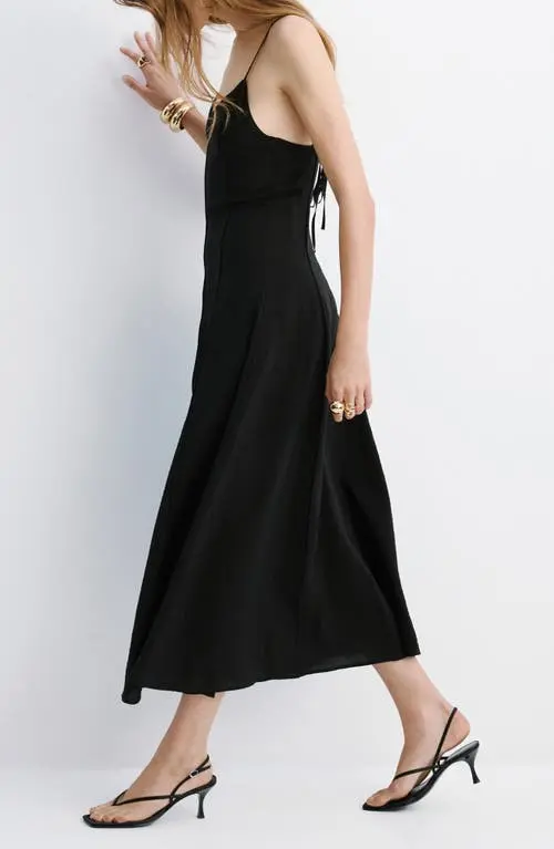Mango Stitch Detail Sleeveless Maxi Dress - Black