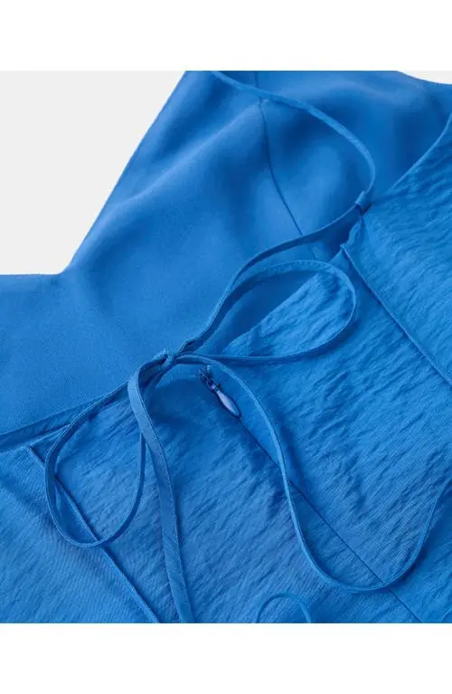 Mango Stitch Detail Sleeveless Maxi Dress - Blue