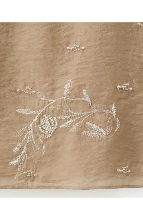 Mango Embroidered Square Neck Spaghetti Strap Minidress
