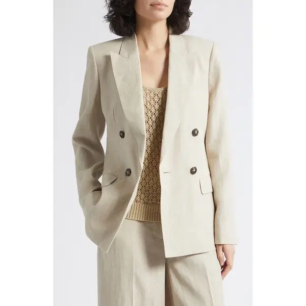 REISS Kit Double Breasted Linen Blazer