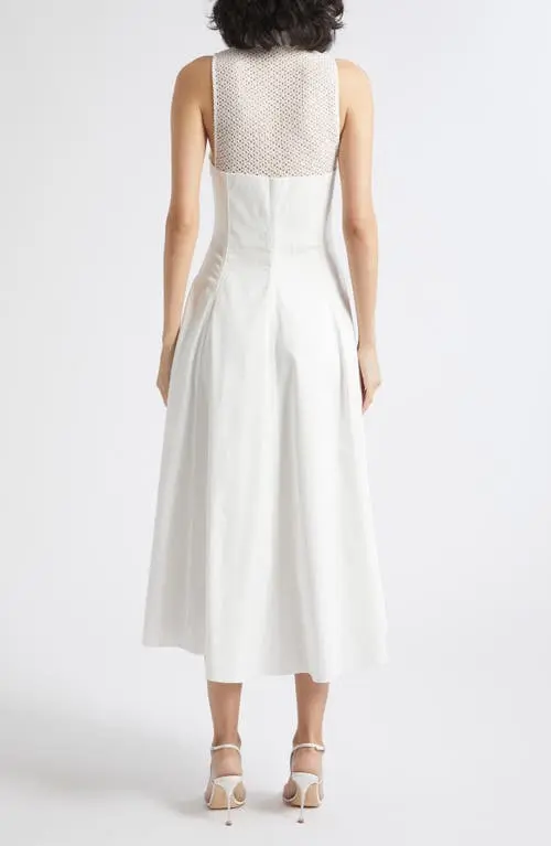 REISS Hera Broderie Anglaise Cotton Midi Dress
