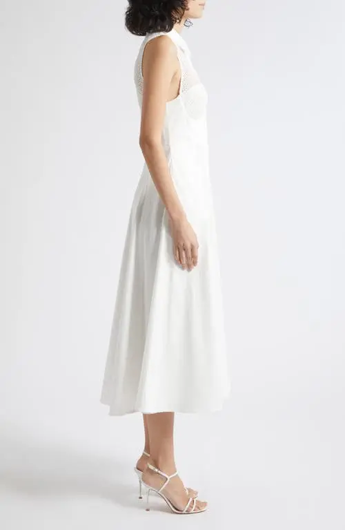REISS Hera Broderie Anglaise Cotton Midi Dress