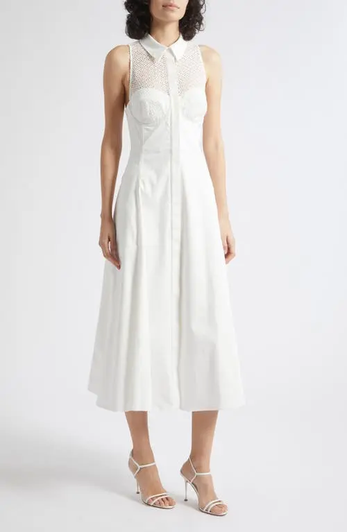 REISS Hera Broderie Anglaise Cotton Midi Dress