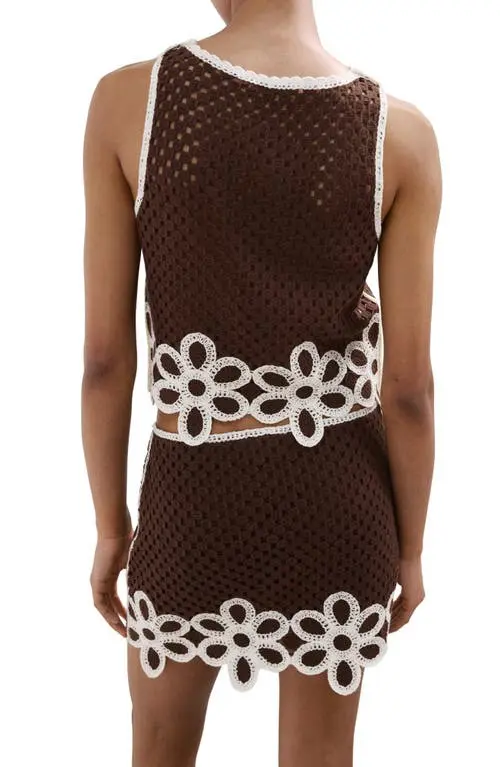 Mango Floral Scalloped Hem Crochet Tank