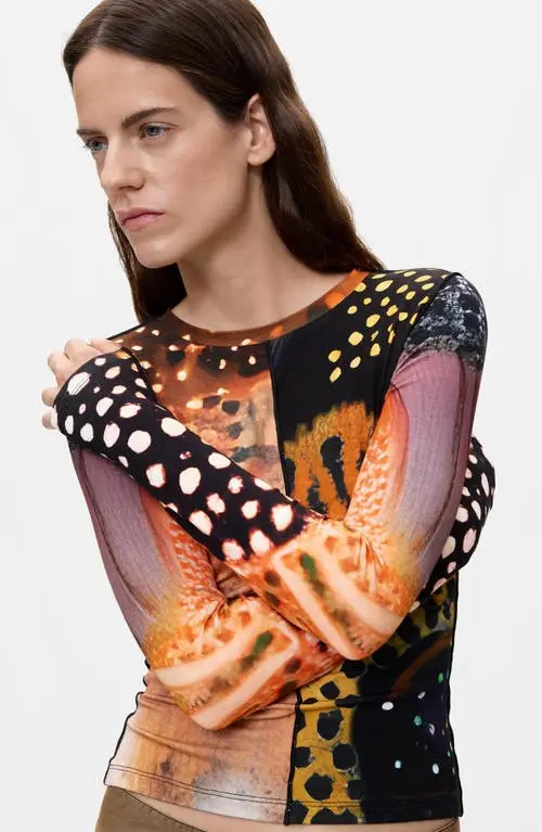 Desigual Printed Long Sleeve Crewneck Top