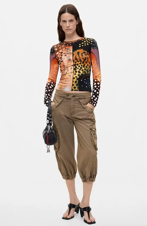 Desigual Printed Long Sleeve Crewneck Top