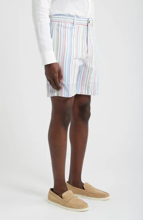 Berle Multi Stripe Flat Front Seersucker Shorts